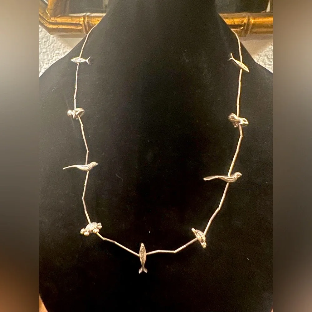 Jewelry | Liquid Silver Fetish Necklace Birds Frogs Fish Turtles | Poshmark